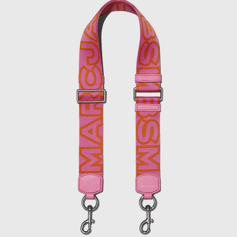 Marc Jacobs The Outline Logo Webbing Strap In Candy P… - Gem
